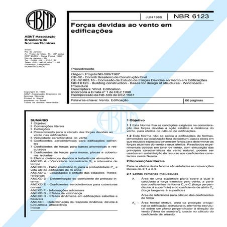 nbr 6123- Forças devidas ao vento em edificações | PDF