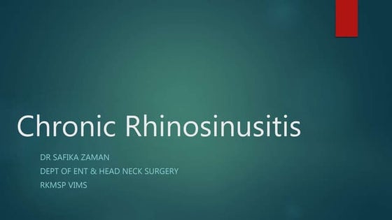 Medical management of chronic rhinosinusitis | PDF