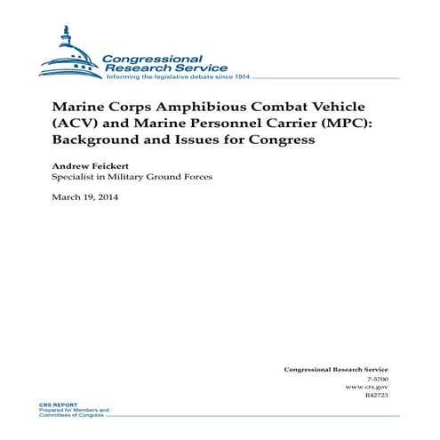 CRS USMC ACV Background and Issues Mar 19 2014 | PDF