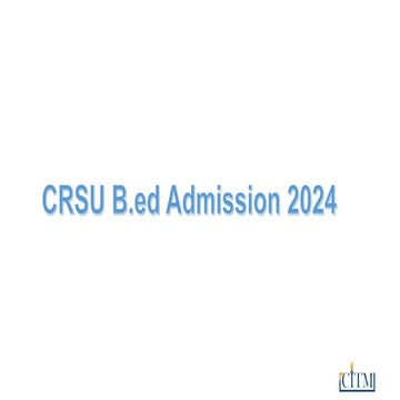CRSU Bed Admission 2024 | Online Admission in CRSU | PPT
