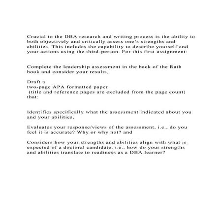 Crucial to the DBA research and writing process is the ability t.docx