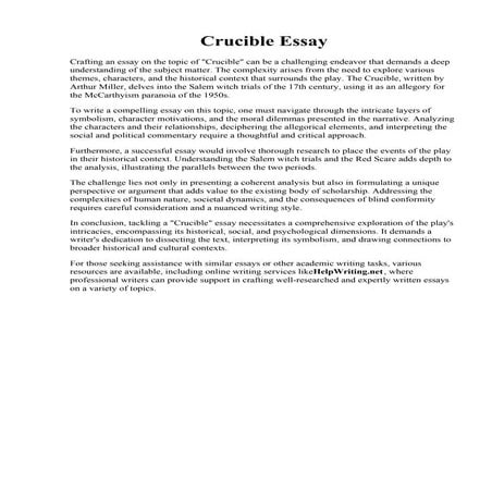 Crucible Essay. The Crucible essay Year 12 HSC - English Advanced ...