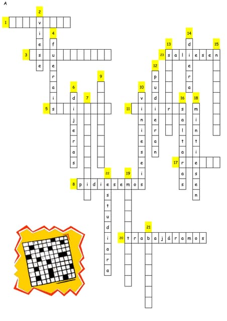Crucigrama presente de subjuntivo fotocopias | PDF