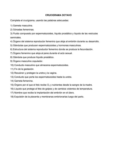 Crucigrama octavo | PDF