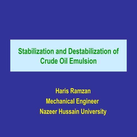 Crude oil emulsion 1 | PPT