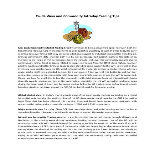 Crude view and commodity trading tips | PDF | Commodities | Economy
