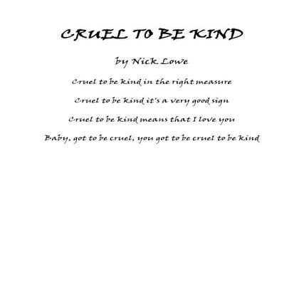 Cruel to be kind | DOCX