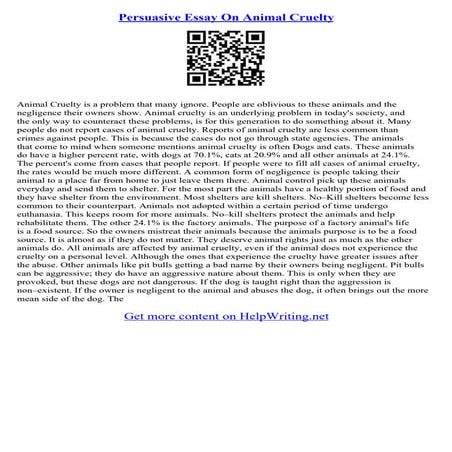 Cruelty Towards Animals Essay | PDF