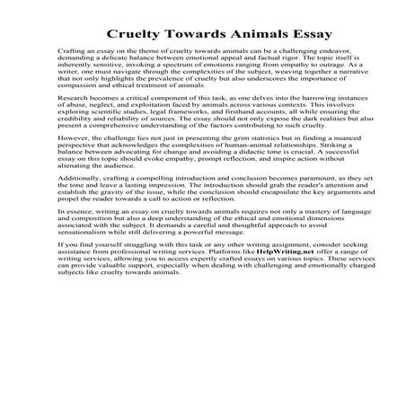 Cruelty Towards Animals Essay | PDF