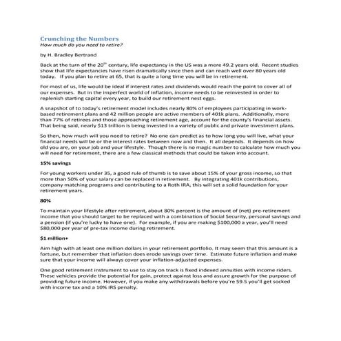 Crunching the Numbers | PDF