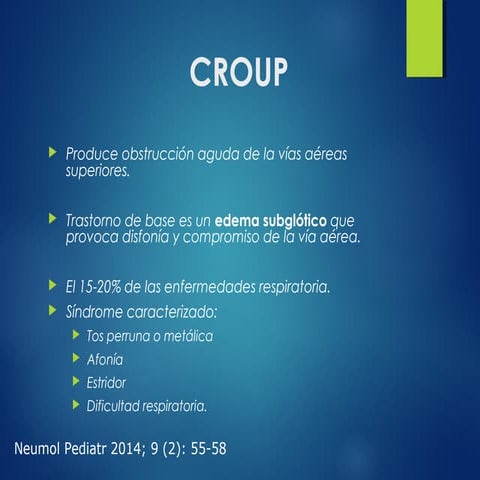 CRUP o laringotraqueitis aguda definición diagnóstico y manejo | PDF