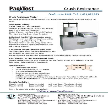 Crush tester (rct ect fct pat) | PDF