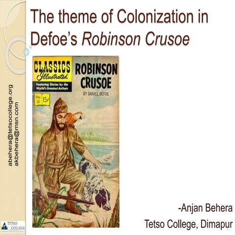 Robinson Crusoe and Colonialism, Capitalism, and Religious Themes | PPTX