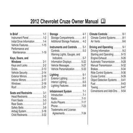 2012 Chevy Cruze Owner's Manual Baltimore, Maryland | PDF