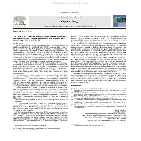 Cryobiology | Revelar | PDF