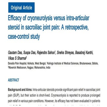 cryoneurolysis: It is gaining popularity in pain management | PPTX