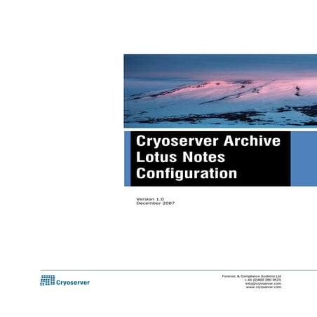 Cryoserver Configuring Lotus Notes | PDF