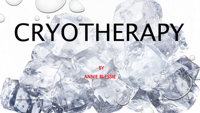 Cryotherapy in Physiotherapy | PPTX