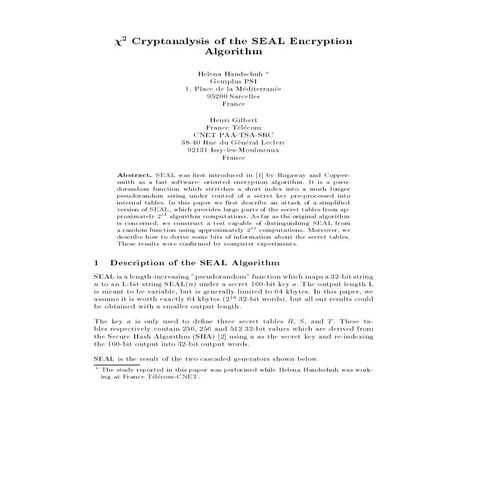Cryptanalysis Of The Seal Encryption Algorithm Pdf Programming