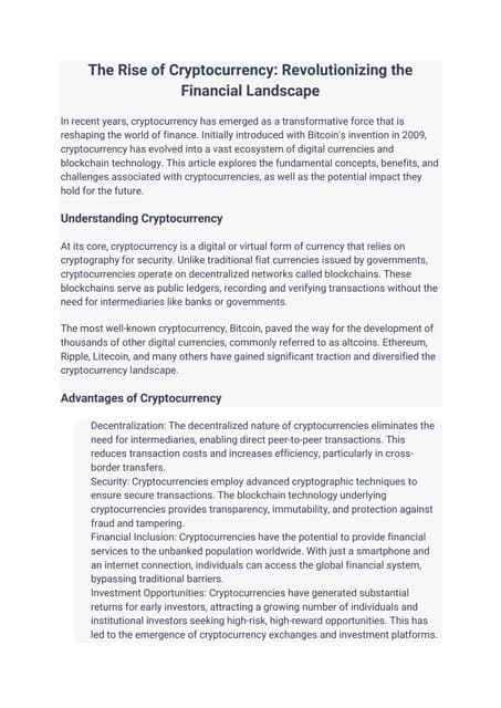 Cryptocurrency | PPT