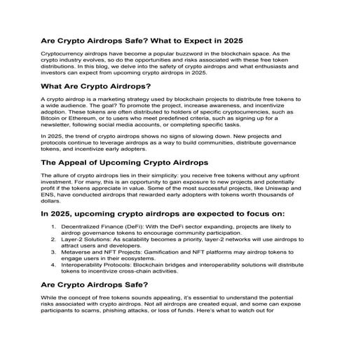 Are Crypto Airdrops Safe? What to Expect in 2025 | PDF