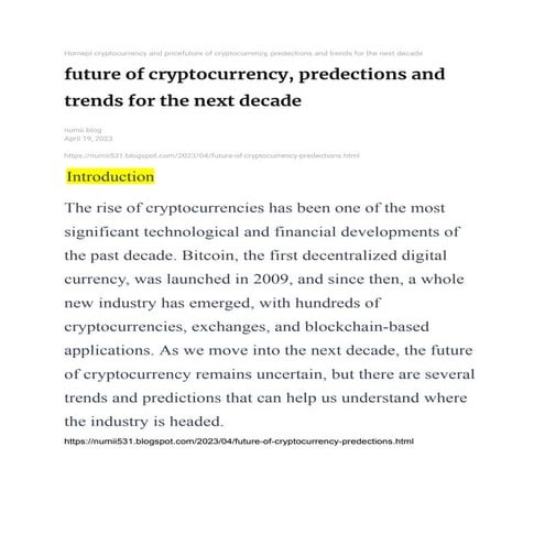 _cryptocurrency and price future of cryptocurrency, predections and ...