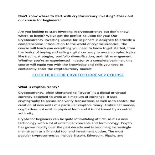 Cryptocurrency course for beginners | PDF