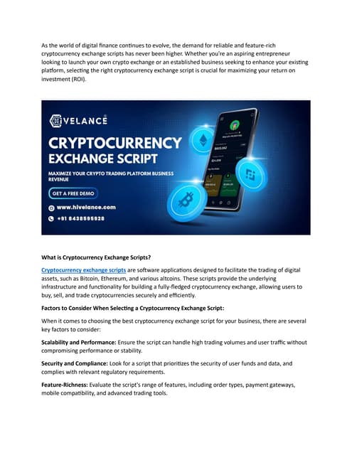 What is a Cryptocurrency Exchange Script Why choose for crypto Business | PPTX