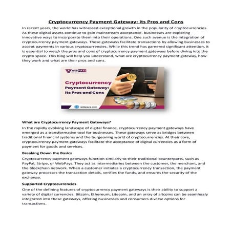 Cryptocurrency Payment Gateway Its Pros and Cons | PDF