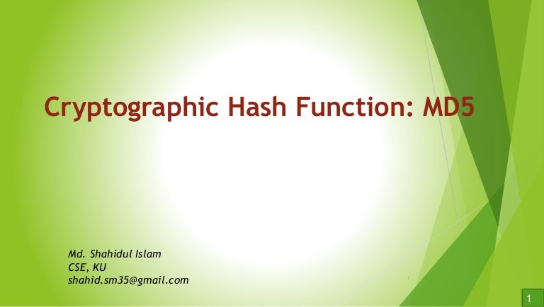 Cryptographic hash function md5