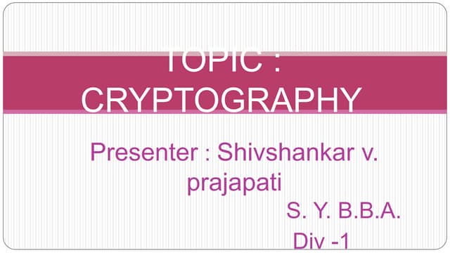 Cryptography | PPT Cryptography | PPT
