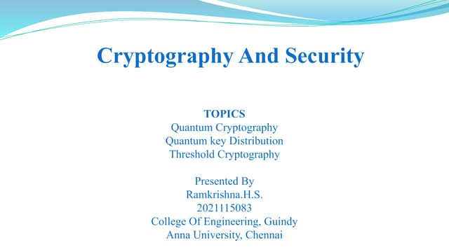 Quantum Cryptography presentation | PPTX