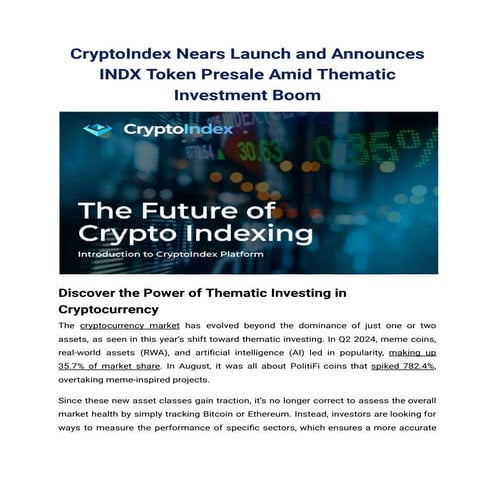 CryptoIndex Nears Launch and Announces INDX Token Presale Amid Thematic ...