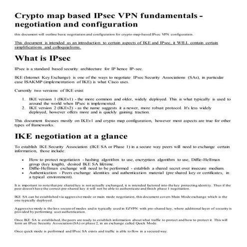 Crypto map based IPsec VPN fundamentals - negotiation and configuration ...