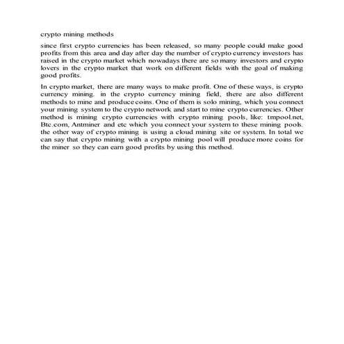 Crypto mining methods | DOCX