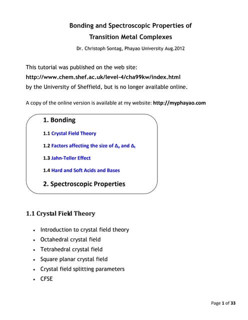 Crystal field theory | PPT