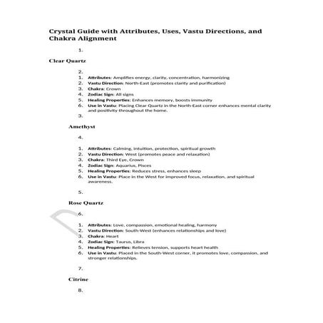 Crystal Guide with Attributes, Uses, Vastu Directions, and Chakra ...