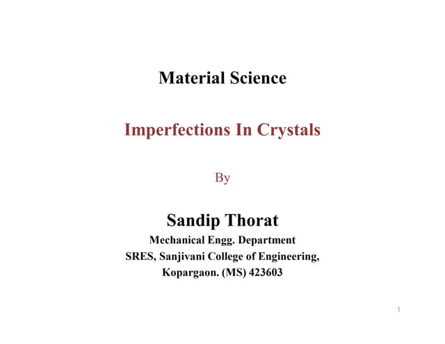Surface defects in crystals | PPTX