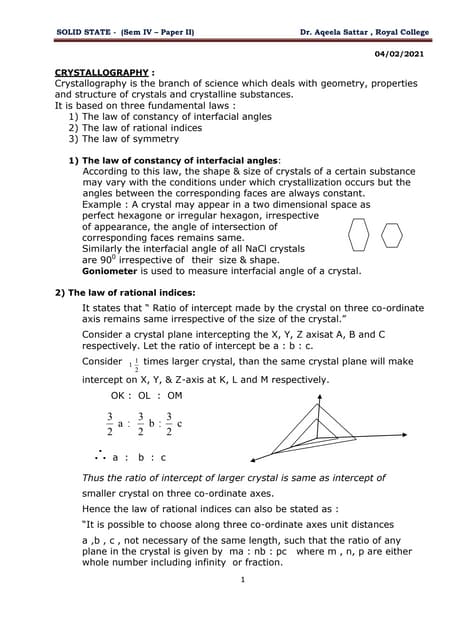 Crystal structure notes | DOC