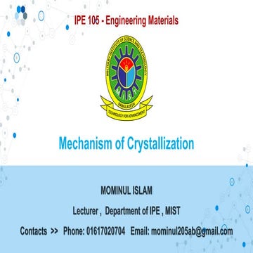 Mechanism of Crystallization & Crystal Imperfection | PDF