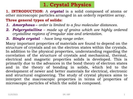 Crystal structure notes | PDF