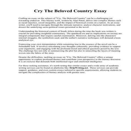 Cry The Beloved Country Essay.pdf