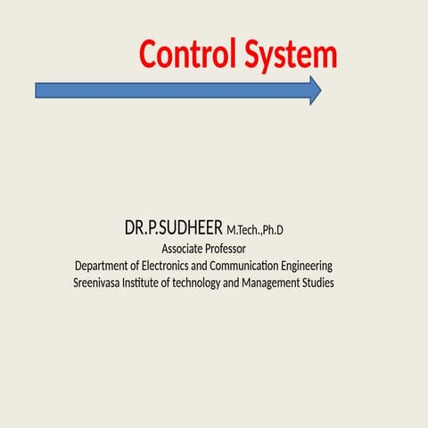 Introduction to control system 1 | PPTX