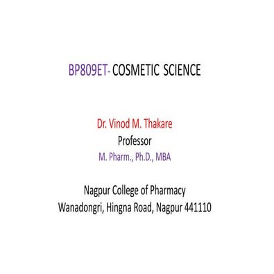 Cosmetic Science | PPTX