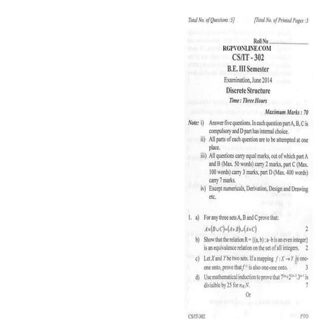 Cs 302 discrete structure jun 2014 | PDF
