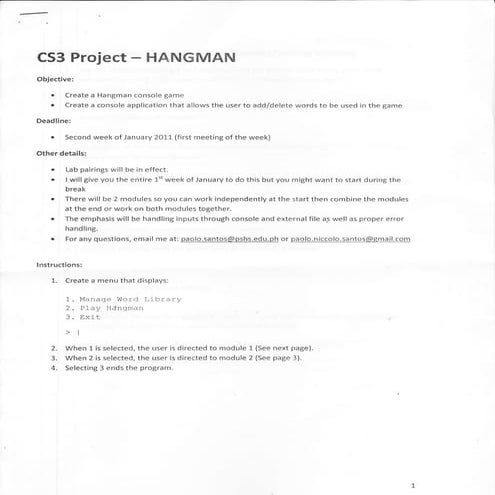 Cs hangman | PDF | Programming Languages | Computing