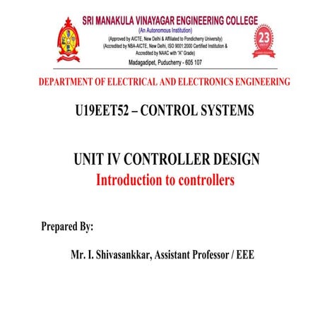 CS - Introduction to controllers AND ITS DESIGNx | PPT