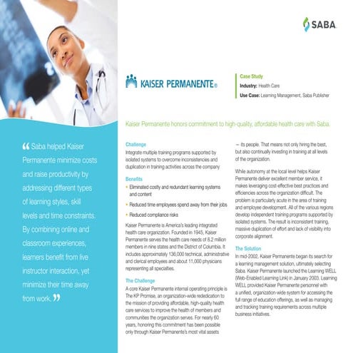 How Kaiser Permanente Delivers High-Quality Training | PDF
