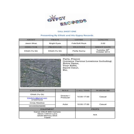 Call Sheet One | PDF