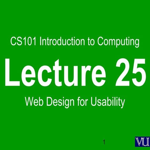 Cs101 Introduction To Computing Lecture 25 Ppt